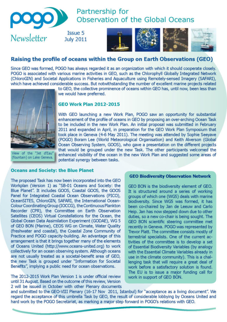 POGO Newsletter: Issue 5 - July 2011 | Partnership for Observation of ...