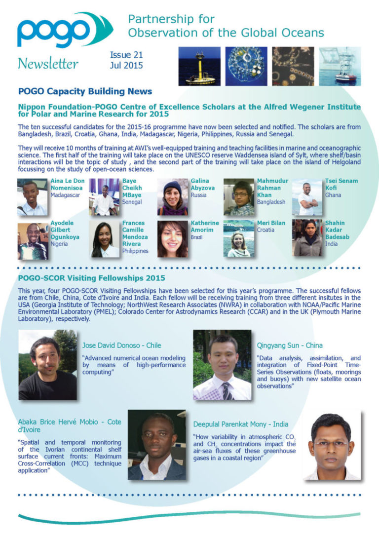 POGO Newsletter: Issue 21 - July 2015 | Partnership for Observation of ...