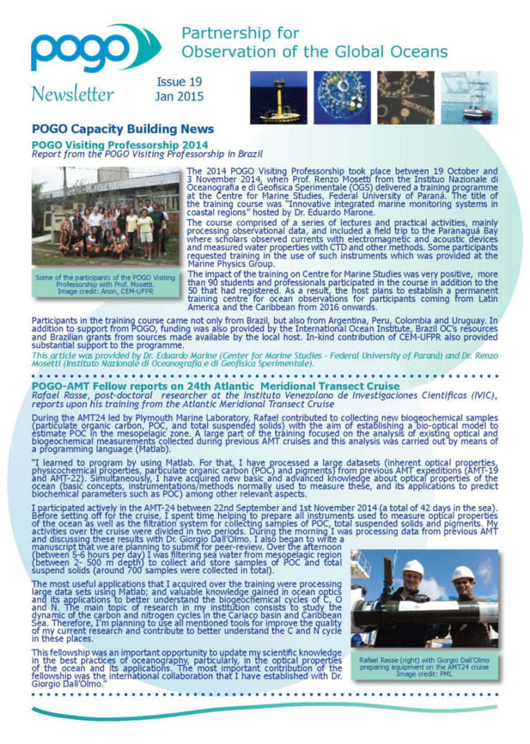 POGO Newsletter: Issue 19 - January 2015 | Partnership for Observation ...